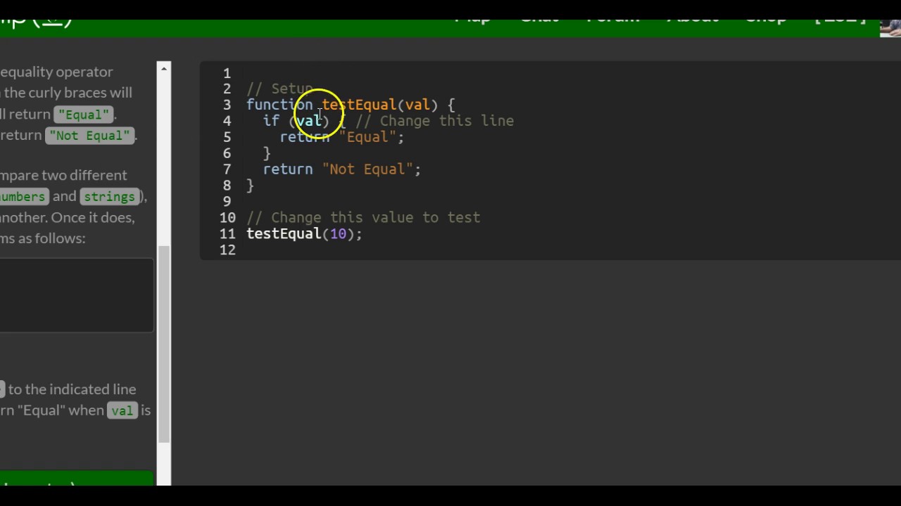 Comparison with the Equality Operator, freeCodeCamp Basic Javascript