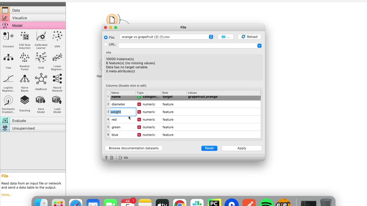 Train data input requires a target variable Resolved | Orange Data Mining
