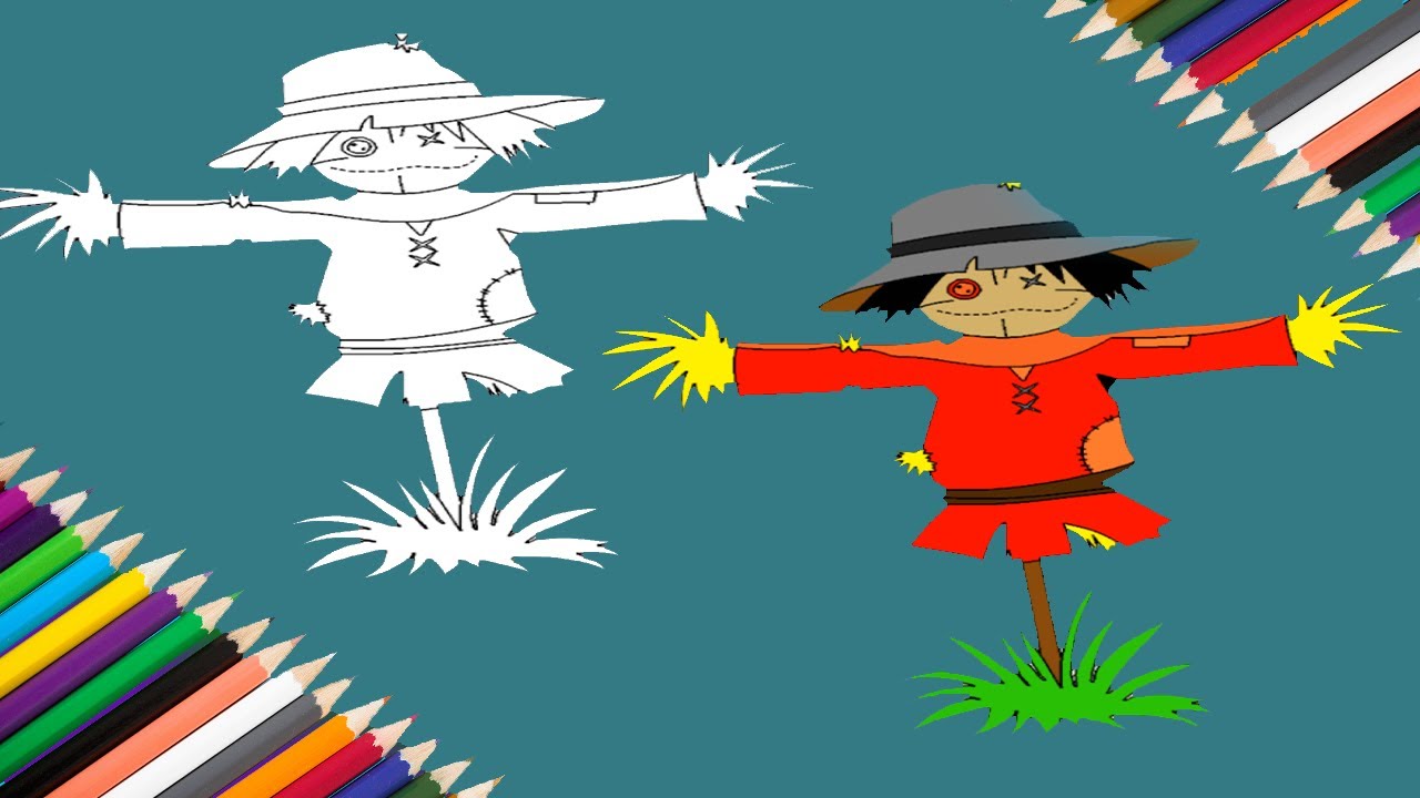 1. Scarecrow - Coloring Page