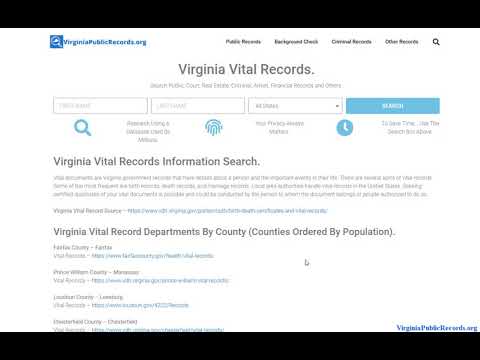 Virginia Vital Records (Birth, Death, Marriage, Divorce Records Search).
