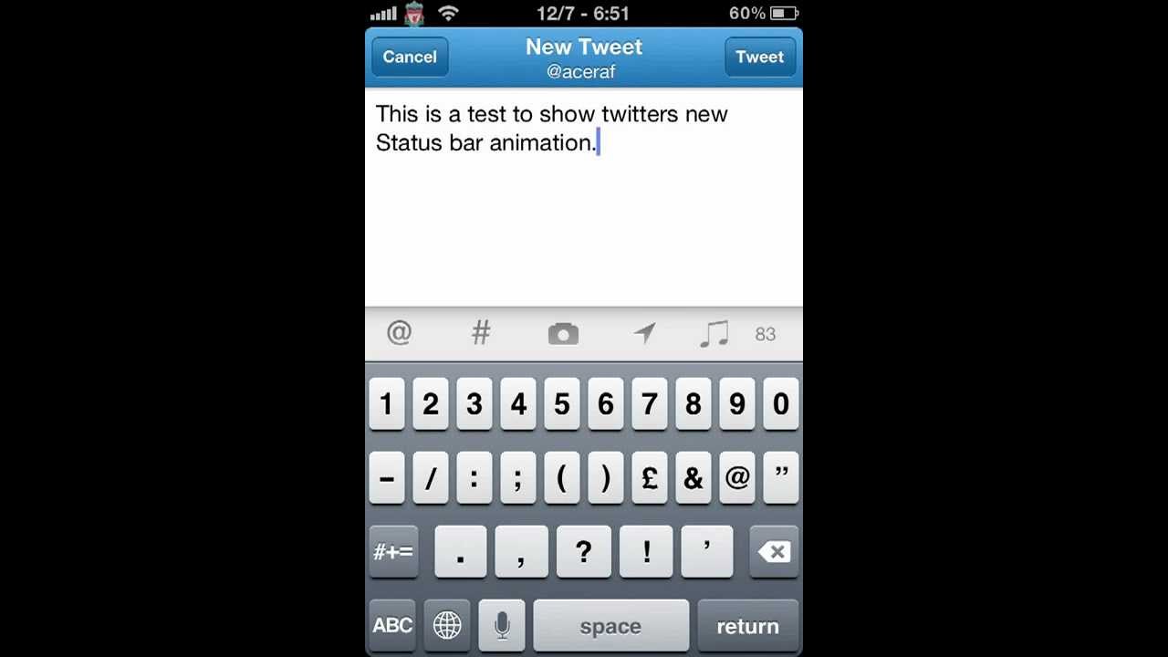 Twitters new status bar animation