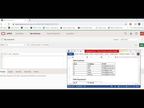 APEX Oracle SQL Create Tables