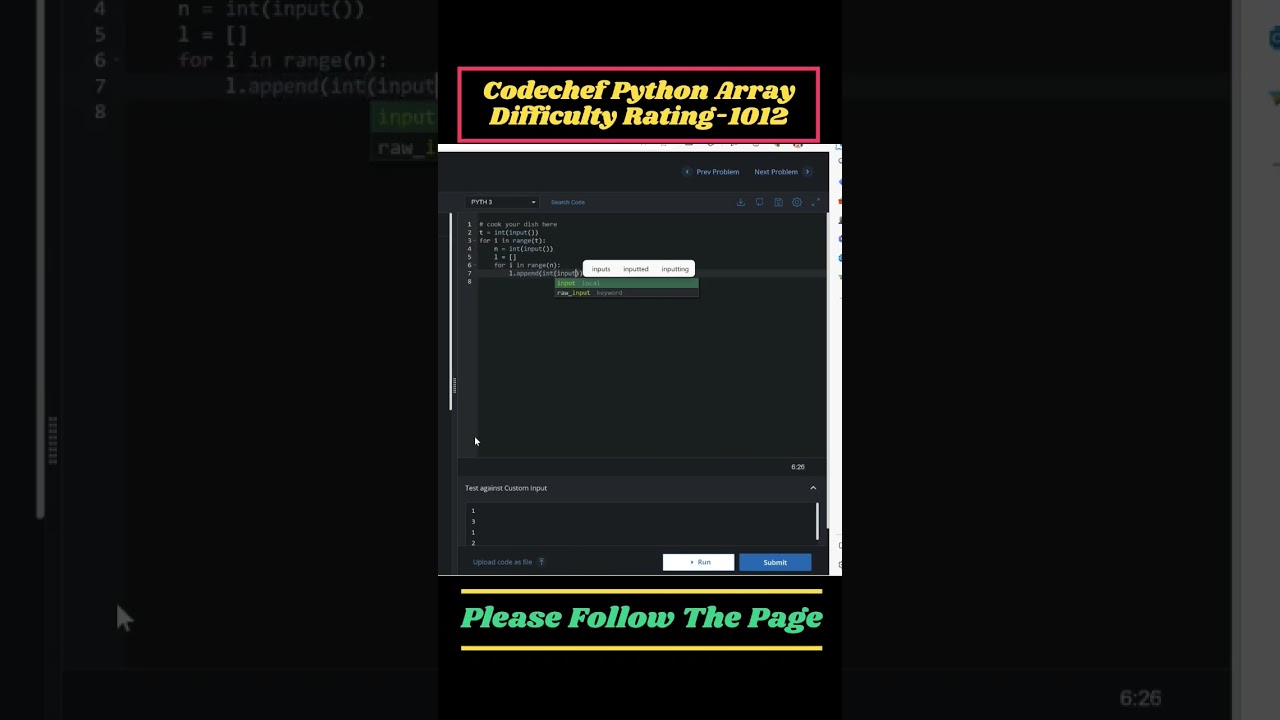 Chef and Dolls/Array/Python Code/Codechef/Difficulty Rating -1012 #python #coding #codechefsolution
