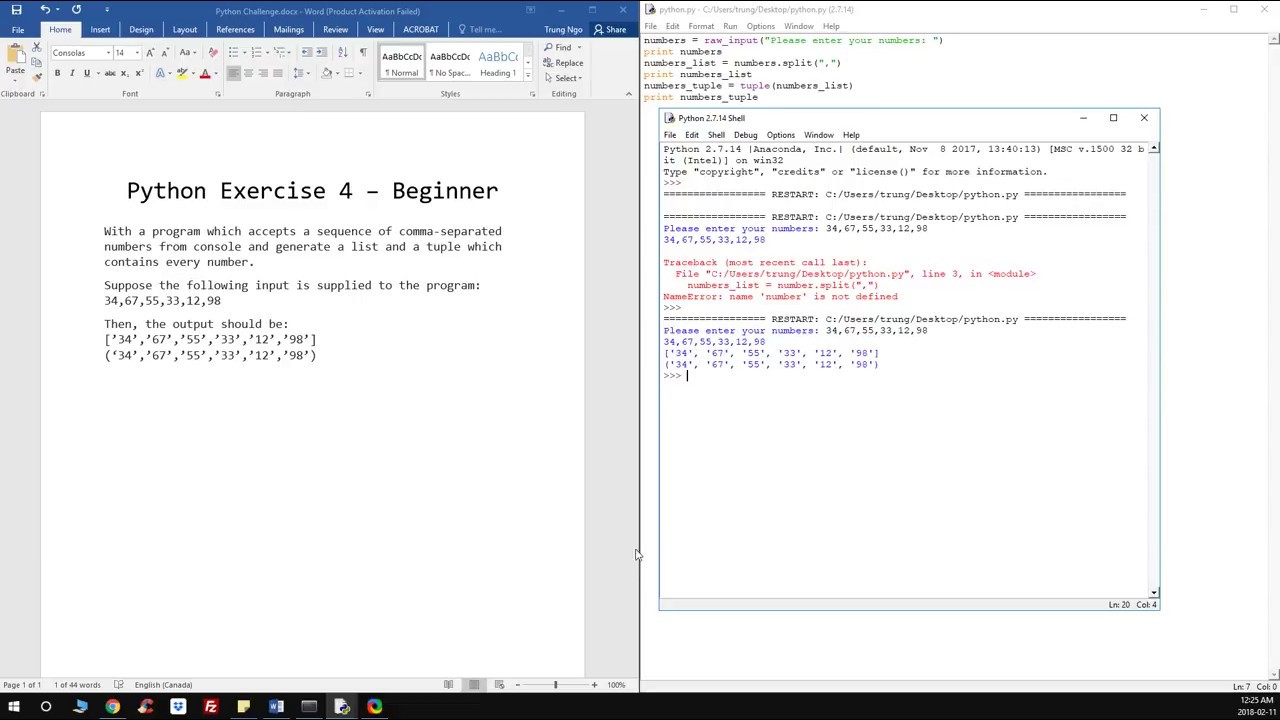 Python Exercise 4 - Beginner
