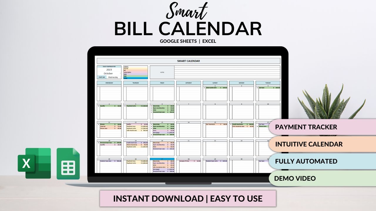 Smart Bill Calendar Tutorial - Payment Schedule - Recurring Payments - Bill and Subscription Tracker