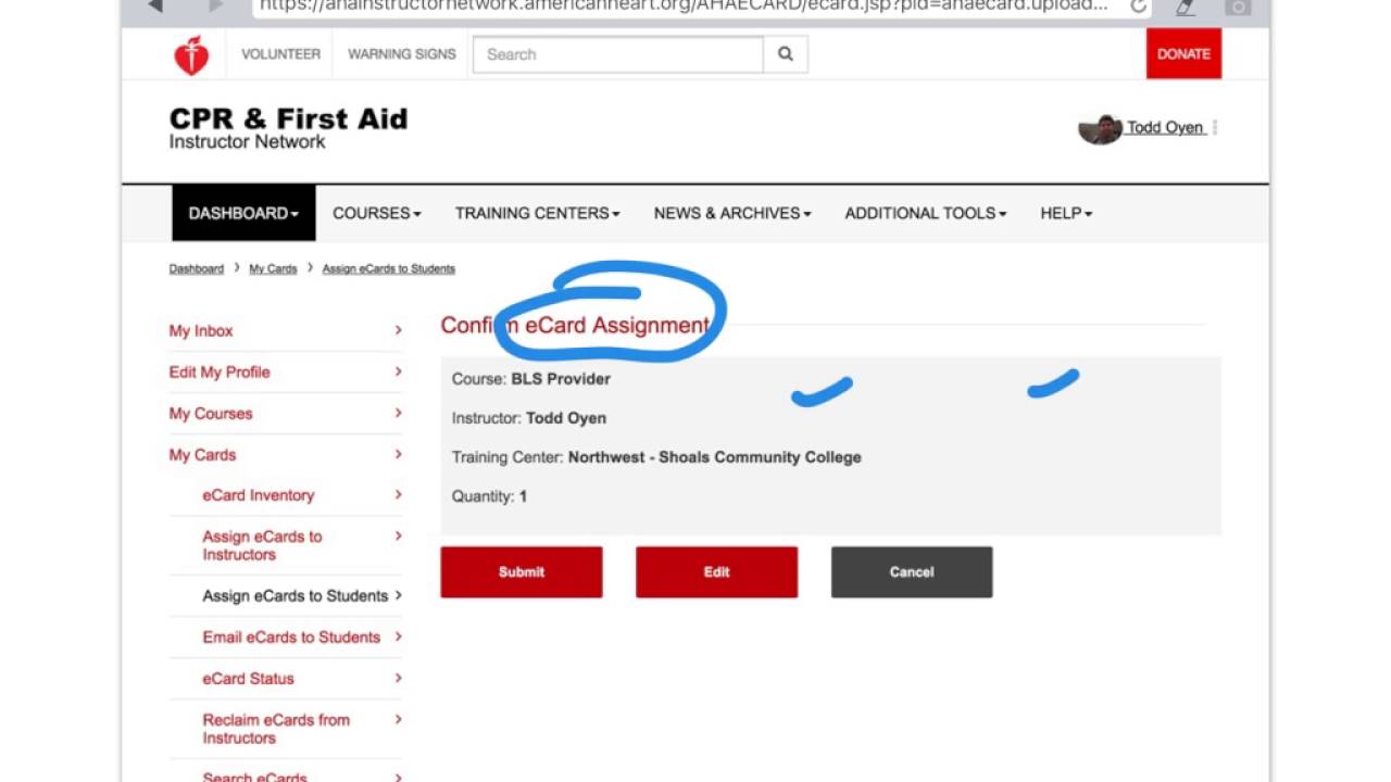 Entering students for AHA eCards