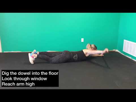 Prone Thoracic Rotation with Dowel | myworkouts.io