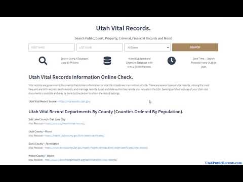 Utah Vital Records (Birth, Death, Marriage, Divorce, Genealogy Search Online).