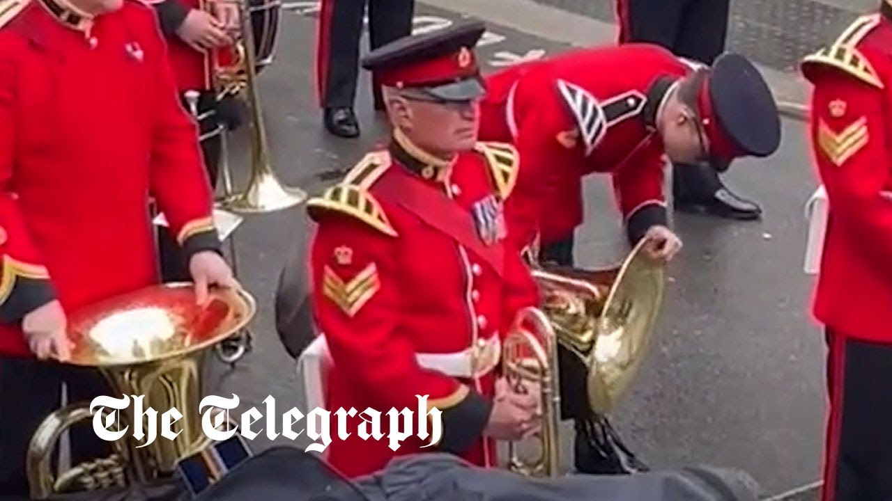 Watch: Soldier empties his tuba of rainwater during King Charles ...
