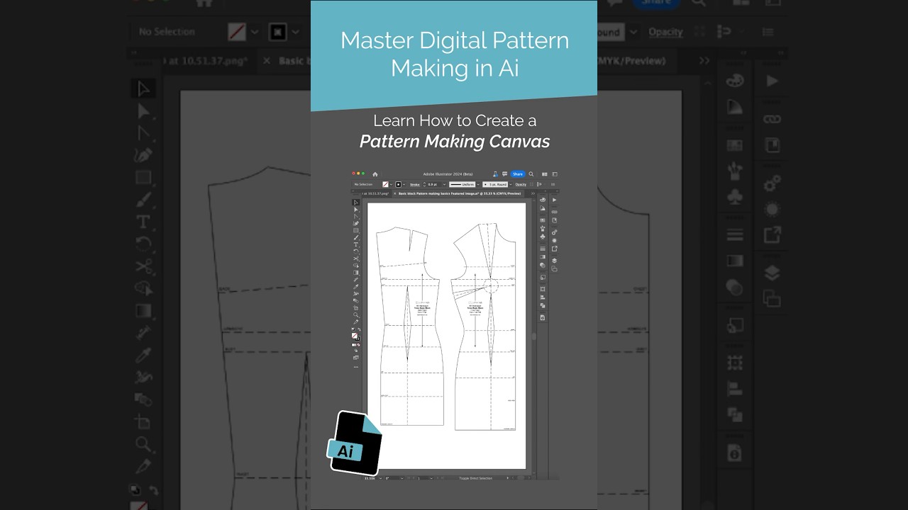 1/49 Create a Pattern Making Space - Digital Pattern Making in Ai #patternmaking #fashiondesign