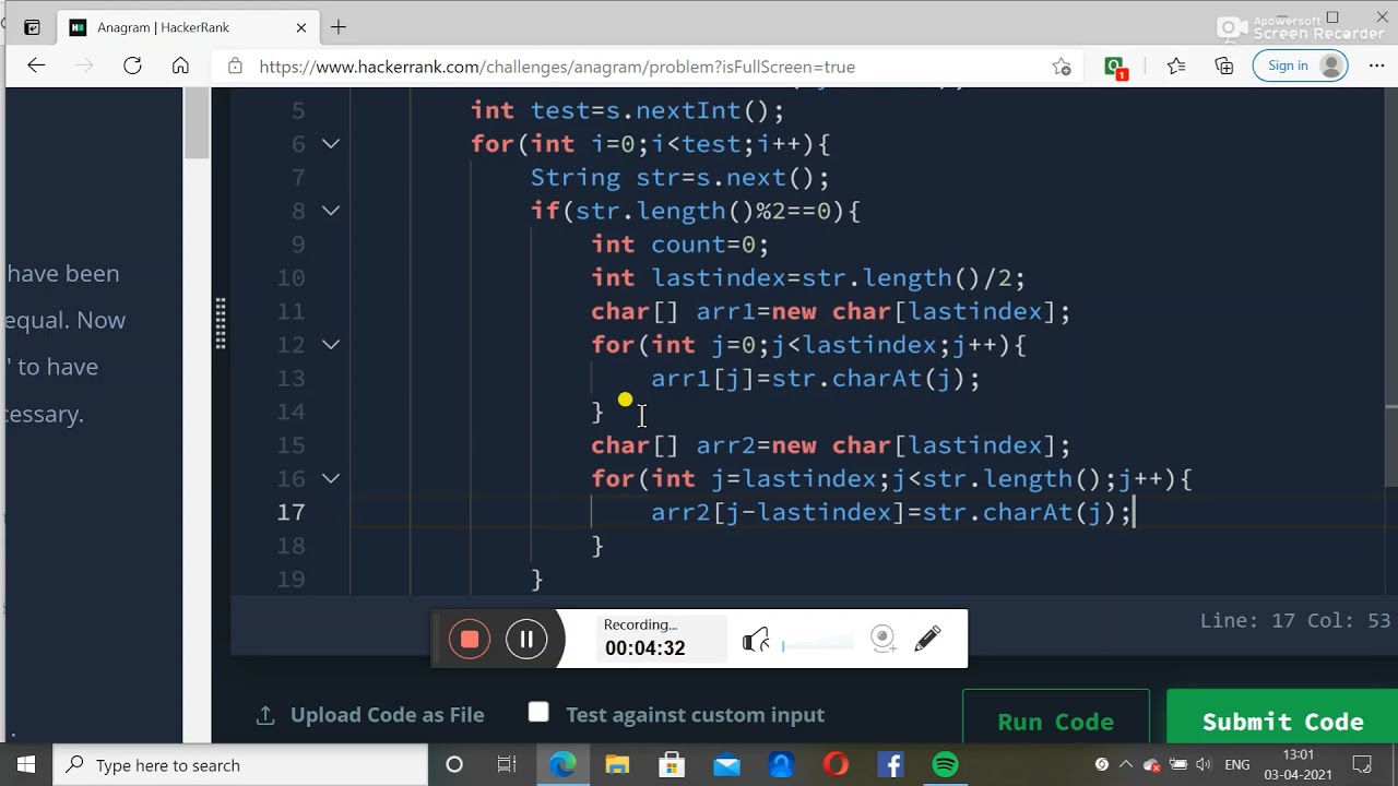 Anagram-Hackerrank || java programming language || Solution of hackerrank problems