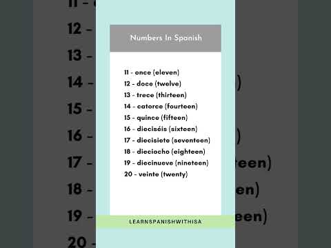 NUMBERS 11-20 In Spanish!