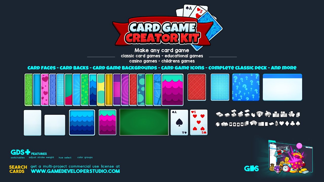 Card game creator kit - huge amount of  fully editable card game creation game assets