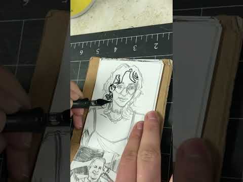 Painting portraits with watercolor and India ink in my sketchbook #illustration #artist #sketch #ink