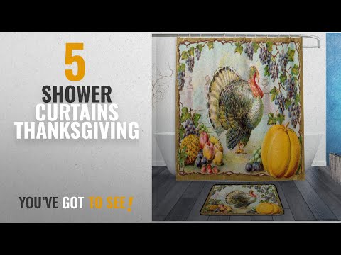 Top 10 Shower Curtains Thanksgiving [2018]: Ornate Vintage Thanksgiving Turkey Pumpkin Harvest