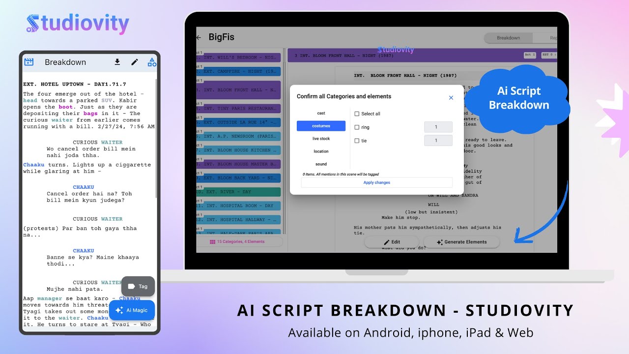 Studiovity’s AI Script Breakdown Solution For Film pre-production