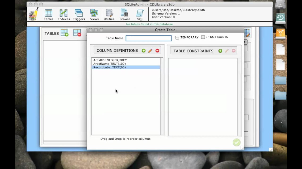 2. SQLiteAdmin - Creating Tables, Part 1