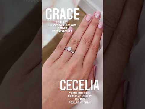 Grace 6.5mm/1.0ct & Cecelia 2 00mm Engagement Ring in Platinum By Lily Arkwright