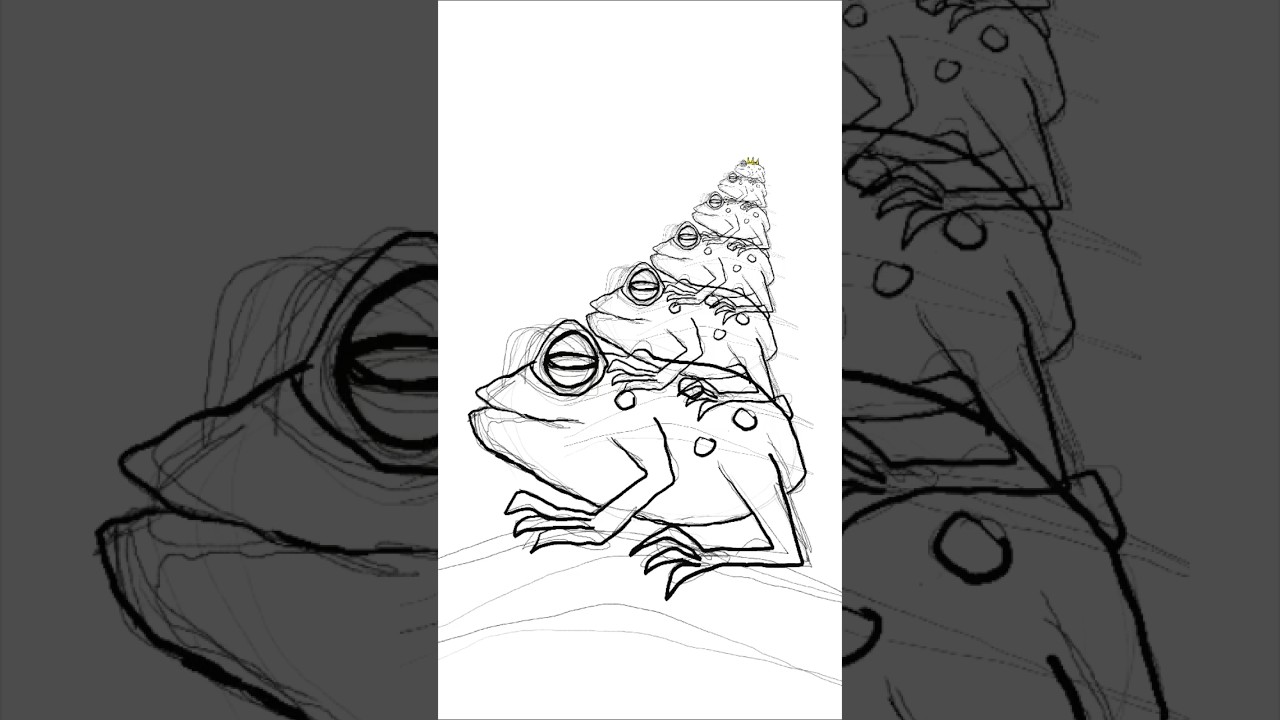 TIMELAPSE Frog Drawing Inktober Day 8: TOAD! 🐸👑 #timelapse #illustration #shorts