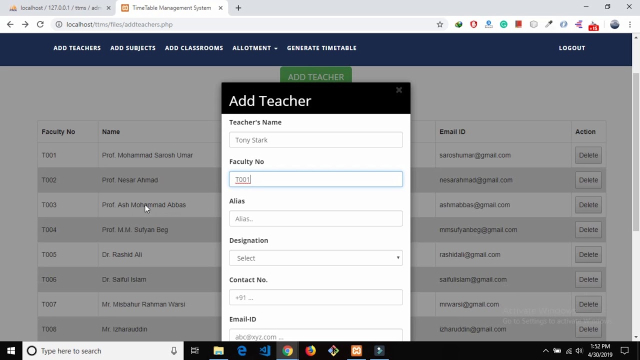 Computer Science Time Table System In PHP and MySQL | Source Code & Projects