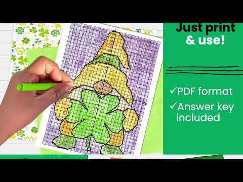 St. Patrick's Day 4 Quadrant Coordinate Plane Graphing Mystery Pictures Worksheets for Math