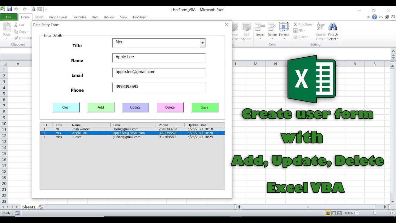 Create a Simplify Data Entry with Excel VBA Forms