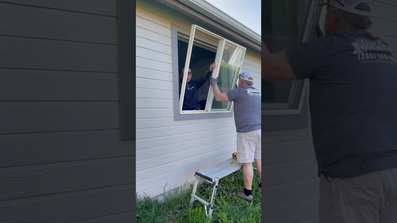 Window replacement, needs caulk for a finished look🪟🏡🤩 #replacement #windows #install #smallbiz