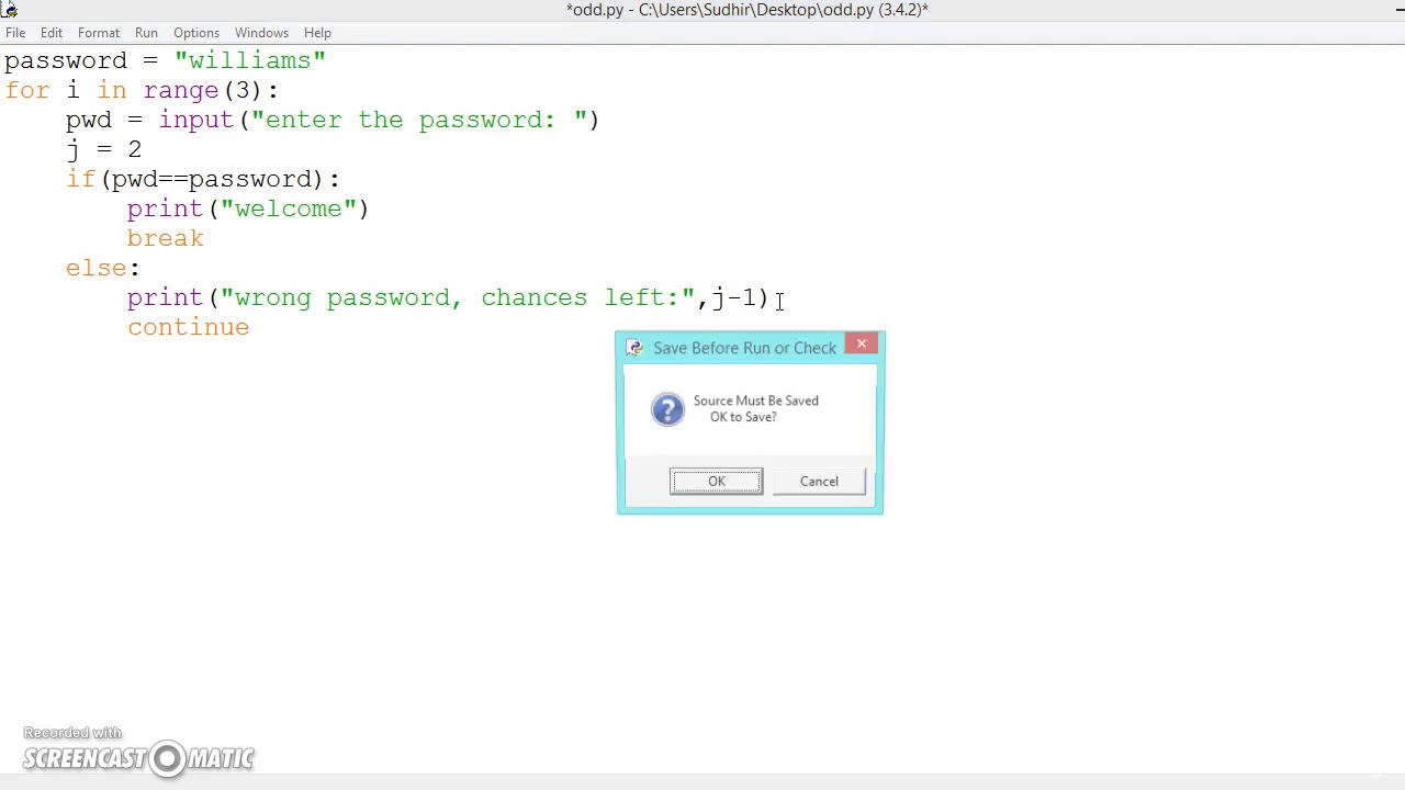 Python Tutorial for beginners - Password Example program