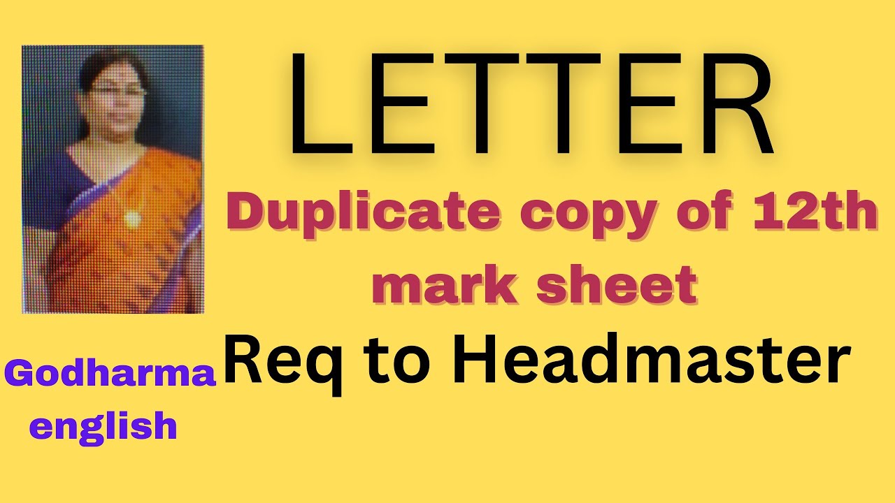 Letter writing ✨ To Headmaster req Duplicate copy of 12th mark sheet ✨ @godharmaacademy