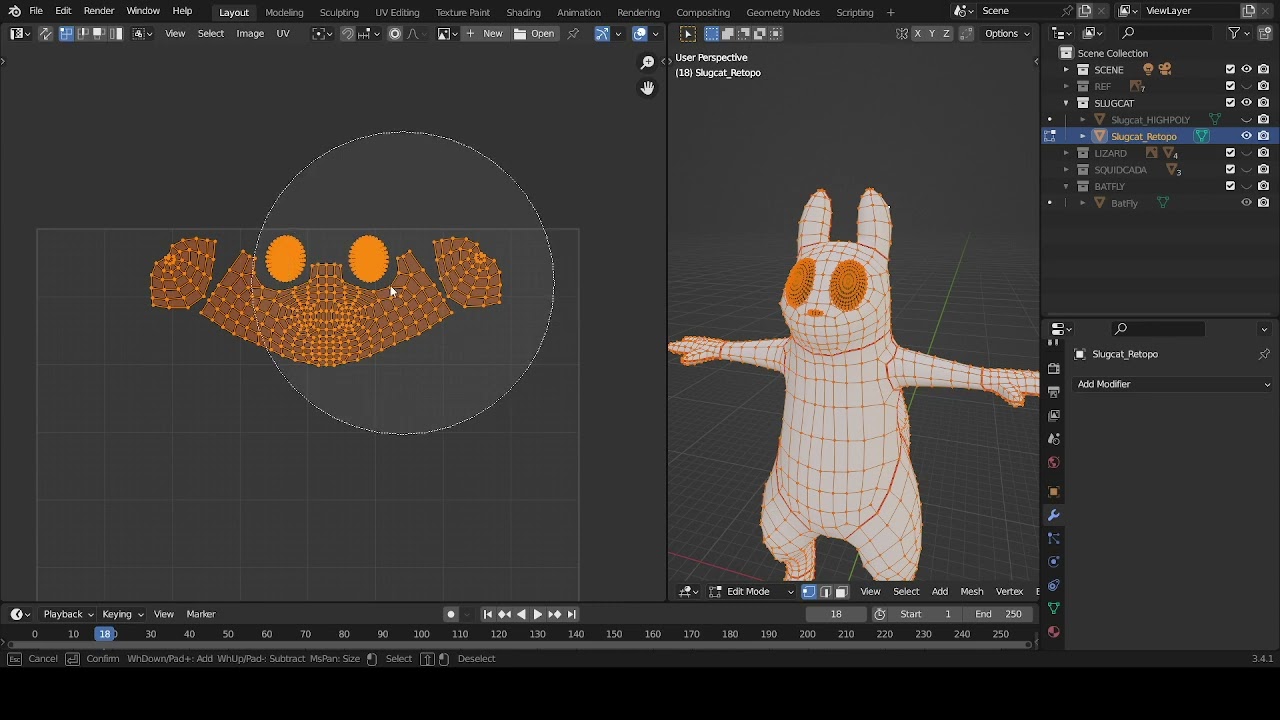 UV Unwrapping the Slugcat Model - RainWorld 3D Art