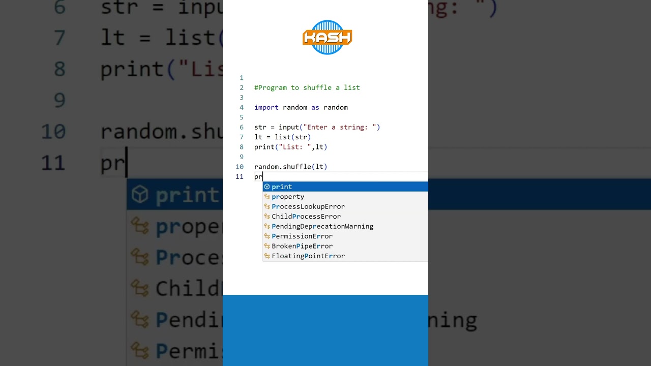 #Python program to shuffle list item randomly  | #pythonprogram | #python #shuffle #random #viral
