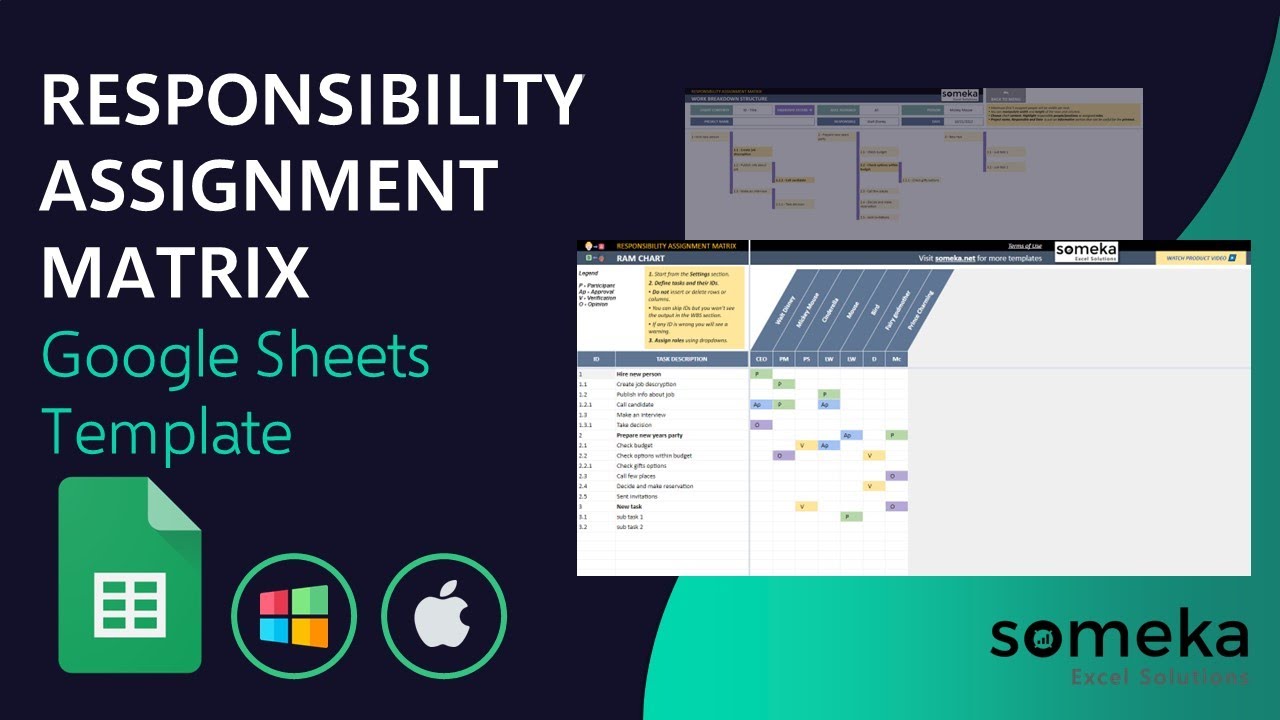 Responsibility Assignment Matrix Google Sheets Template | RACI