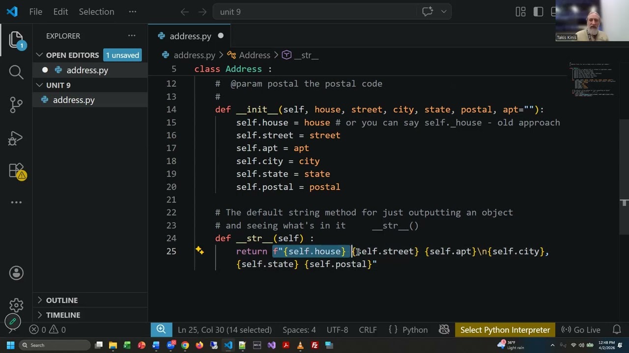 Python - Unit 9 - Exercise Completion - Intro to Objects and Classes - Spring 2026