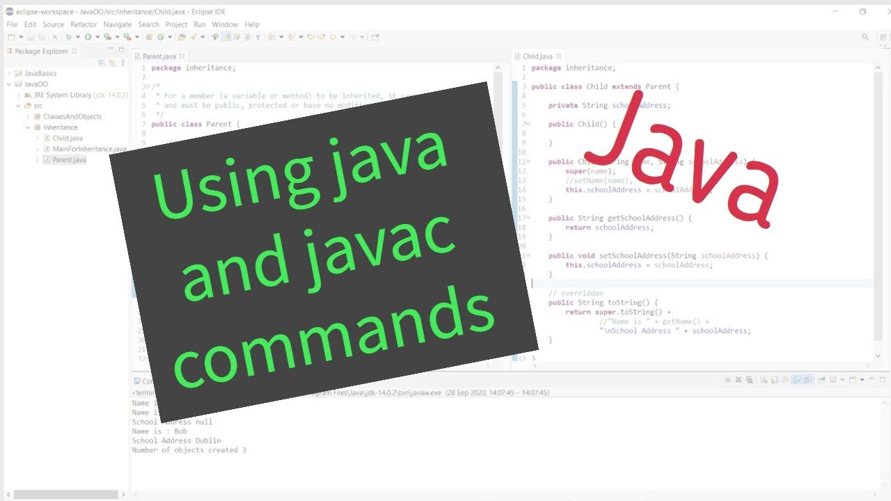 Using javac and java commands