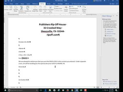 Mail Merge - Word 2016/365