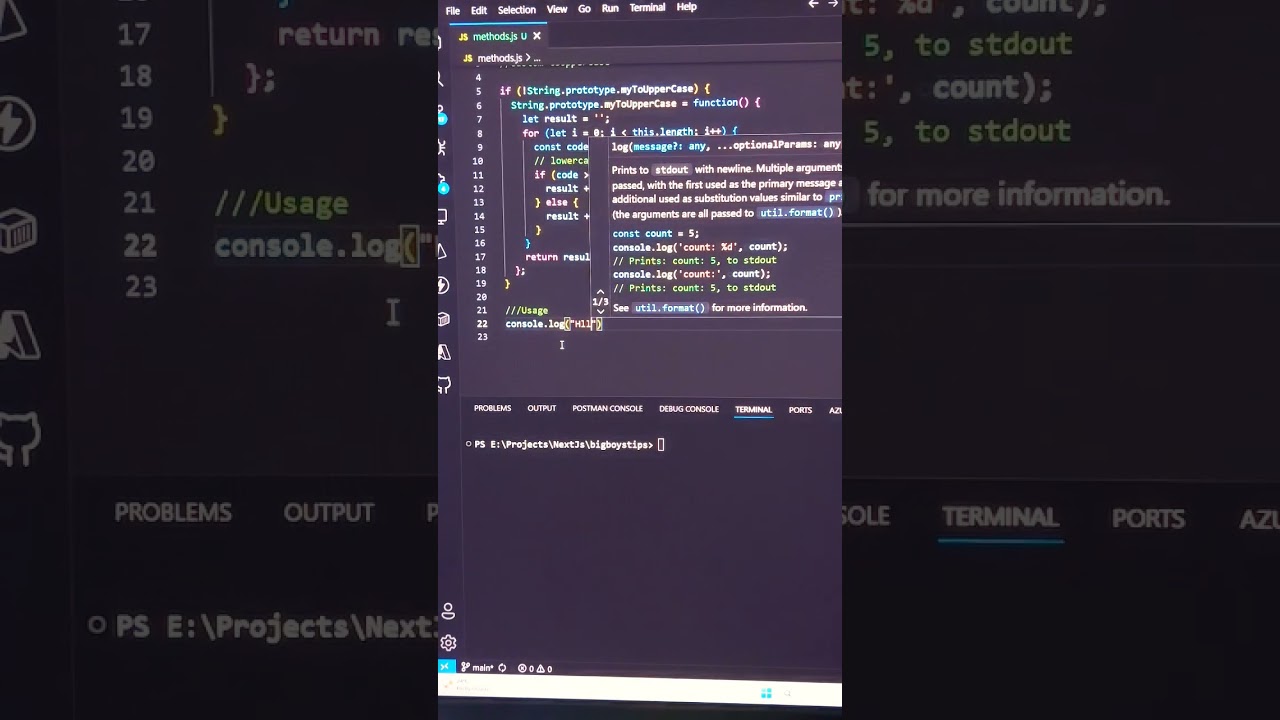 Custom javascript polyfilling string with prototype toUpperCase