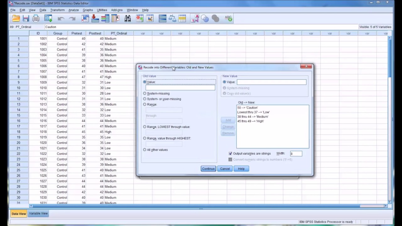 Recoding into Different Variables in SPSS