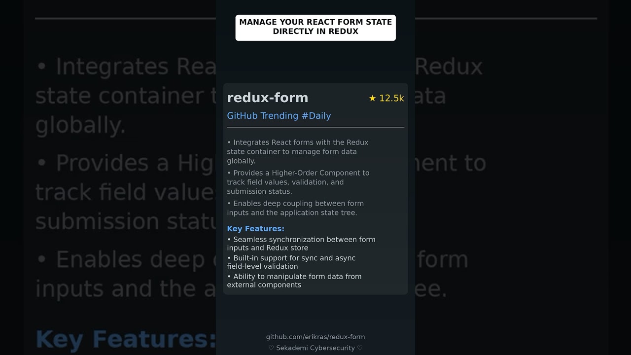 GitHub Trending Repositories: redux-form/redux-form 🇬🇧