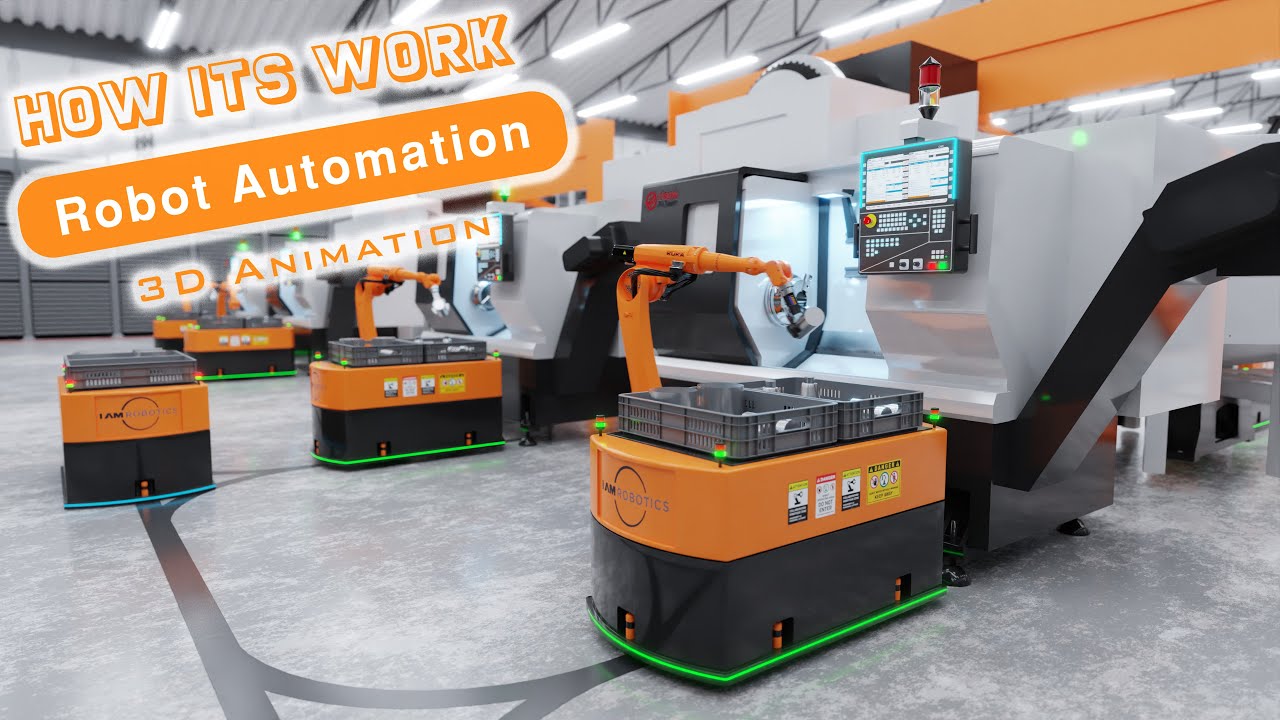 CGI Robot Automation Factory | 3D Animation | How CNC works | 4K