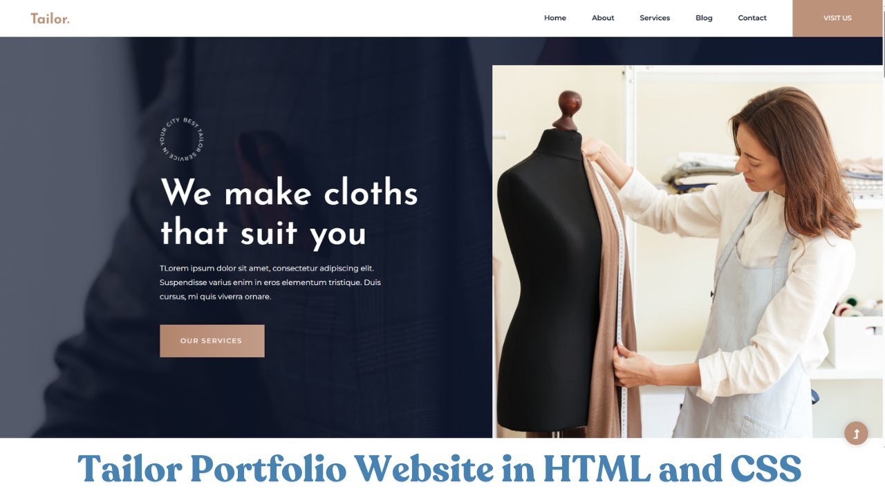 How to make a Tailor Portfolio website in HTML and CSS | Source code