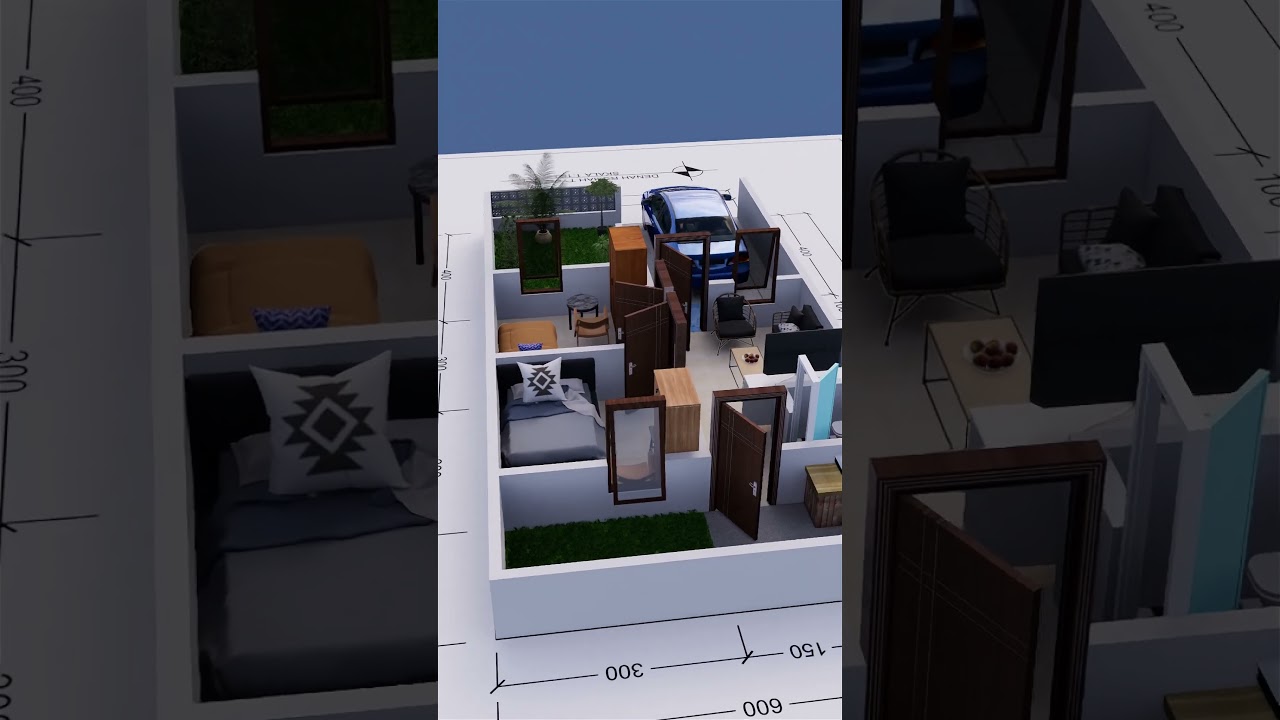 Denah 3D Rumah Type 36 2 Kamar Tidur #denah3d #denah3drumah #denahrumah #rumahtype36 #shortsyoutube