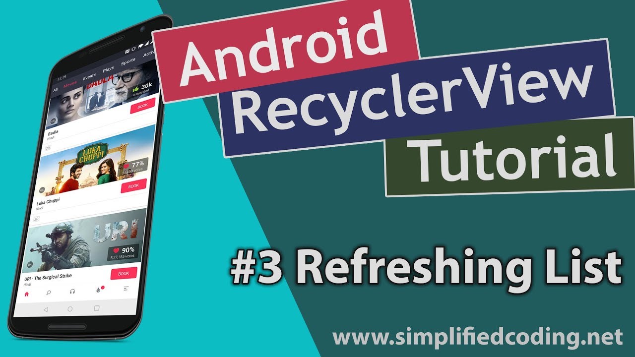 #3 Android RecyclerView Tutorial - SwipeRefreshLayout