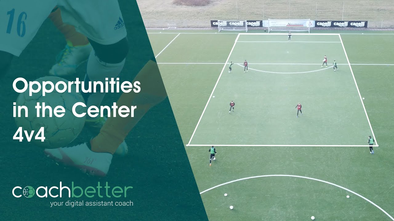 Possession and Transition activity ⚽ | Opportunities in the Center 4v4 | coachbetter