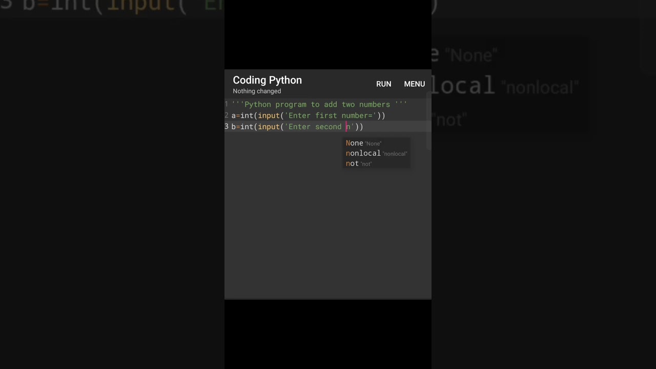 Addition of two numbers in Python|Sum of two numbers in Python#ytshorts#shorts#python