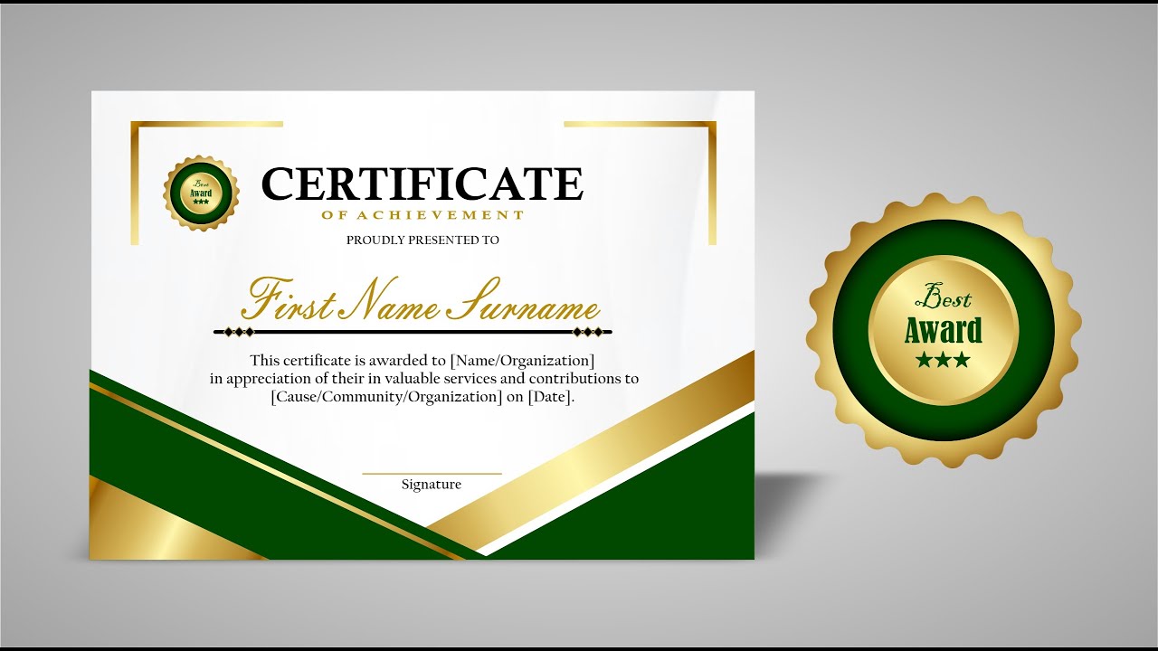 How to Design a Professional Green & Gold Certificate and Badge in CorelDRAW | Step-by-Step Tutorial
