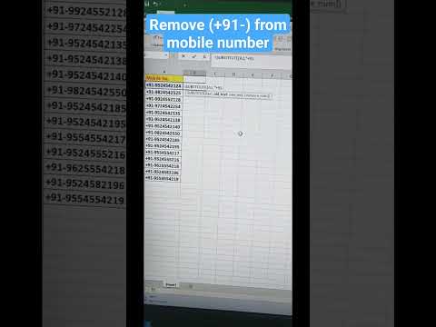 How to Remove Country Code From mobile Number.#excel #ytshorts