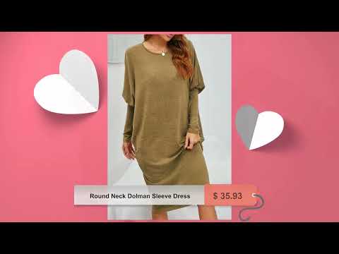 Round Neck Dolman Sleeve Dress