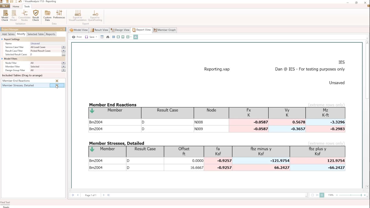 VisualAnalysis: More Reporting
