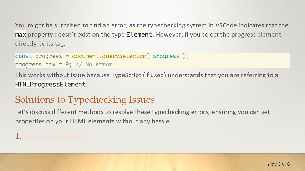 Resolving Typechecking Errors for HTML Elements in JavaScript with VSCode