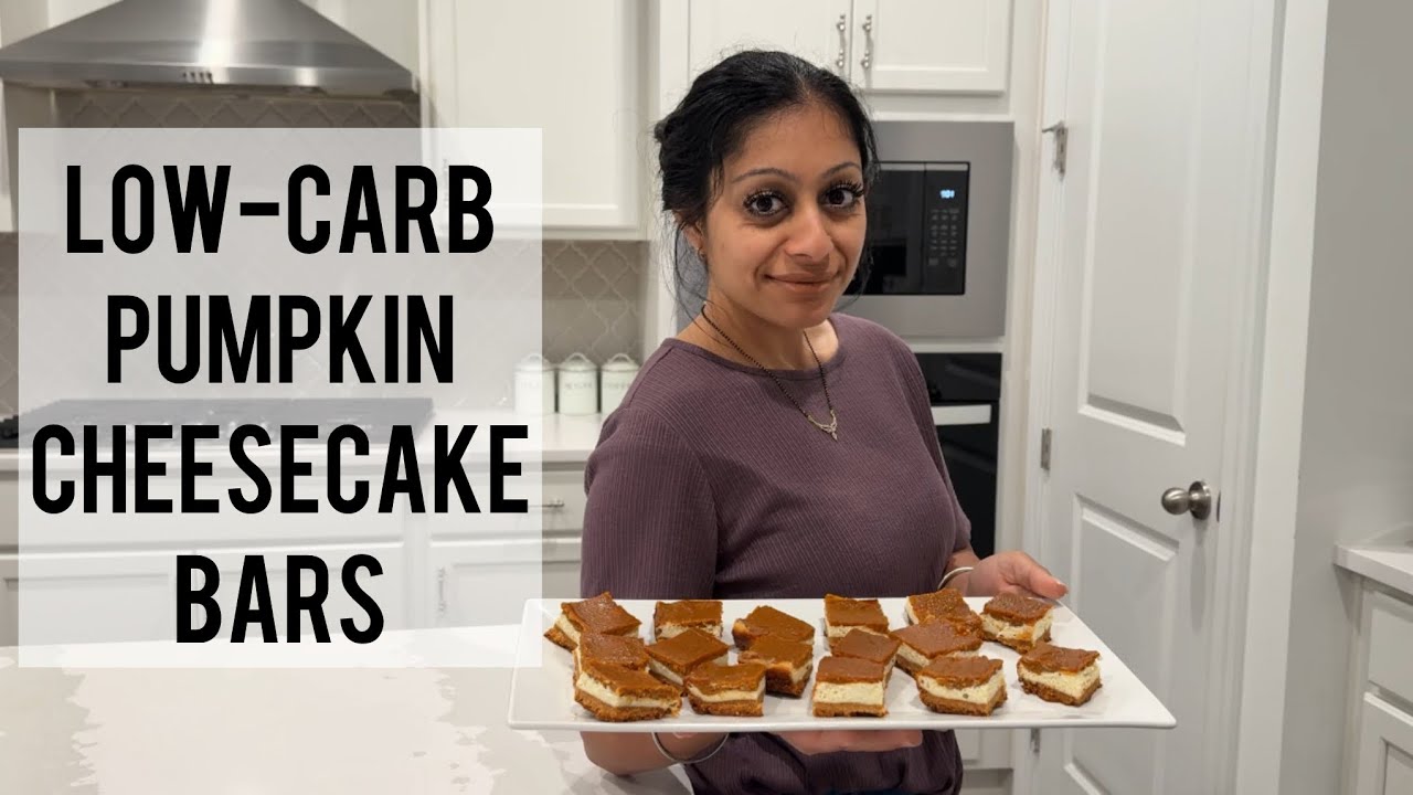 Low-Carb Pumpkin Cheesecake Bars | Healthy Fall Dessert Recipe